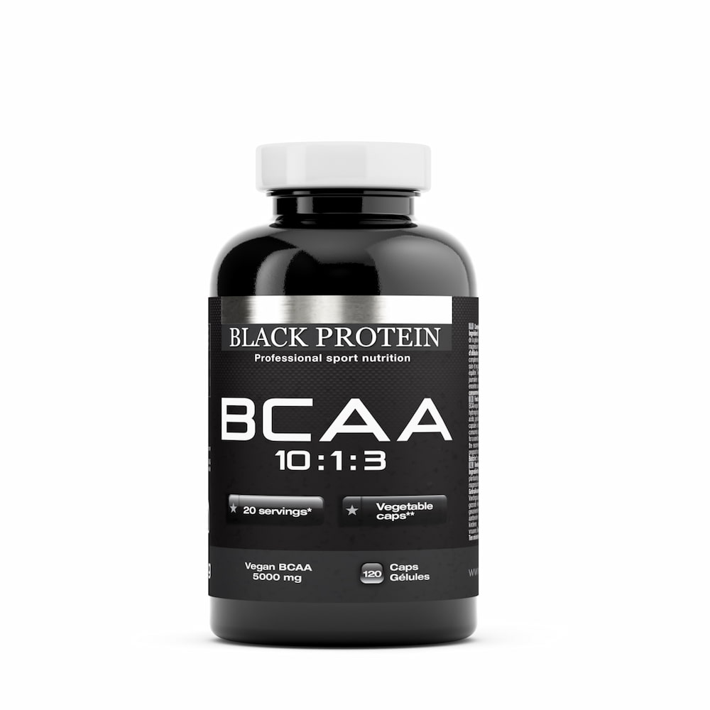 BCAA Vegan 10:1:3 Gélules BLACK-PROTEIN Pilulier de 120 gélules ...